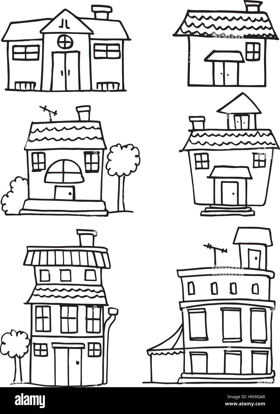Set of house hand draw design vector collection Stock Vector Image ...
