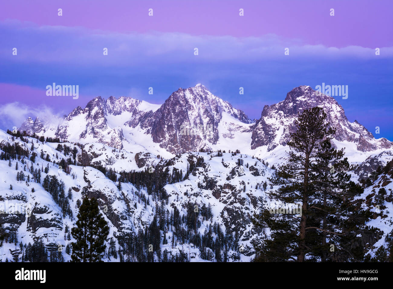 Dawn light on Mount Ritter and Banner Peak, Ansel Adams Wilderness ...