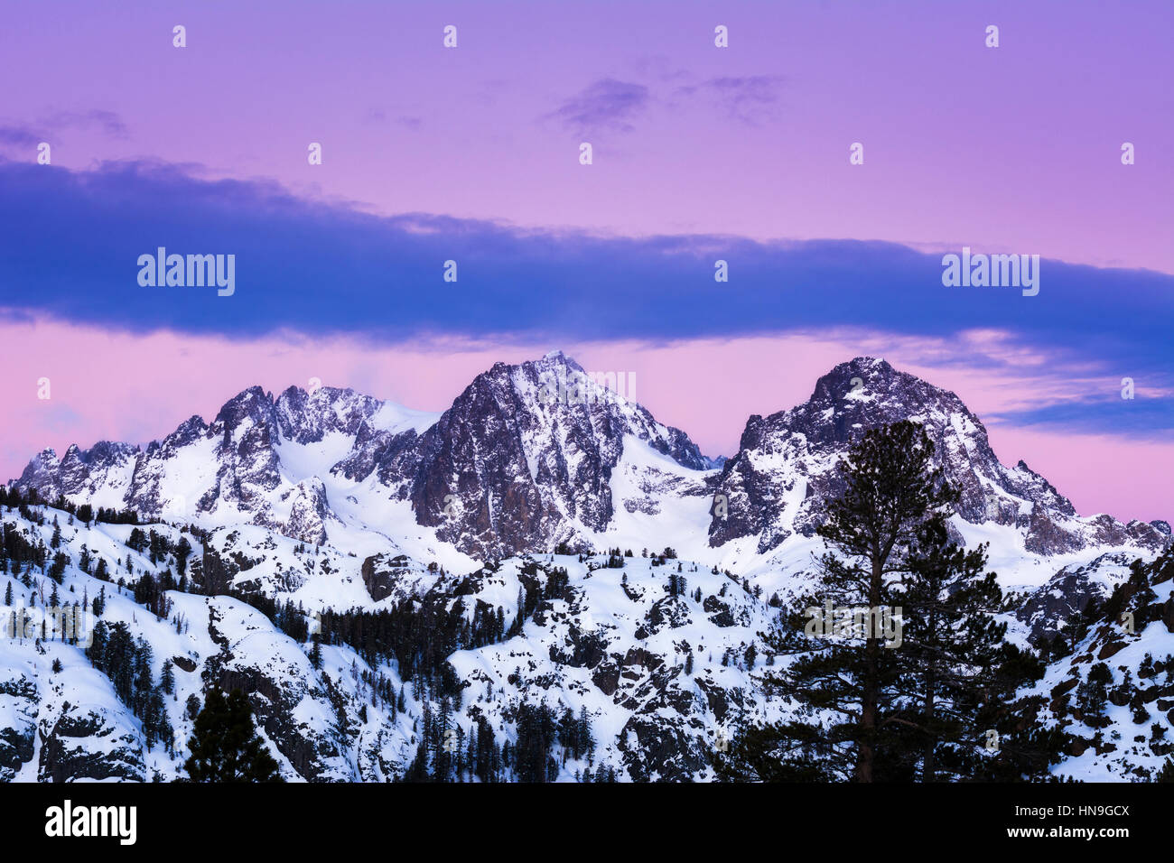Dawn light on Mount Ritter and Banner Peak, Ansel Adams Wilderness ...