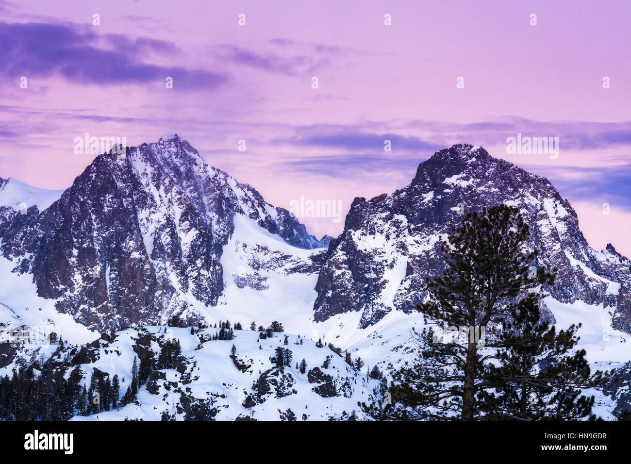 Dawn light on Mount Ritter and Banner Peak, Ansel Adams Wilderness ...