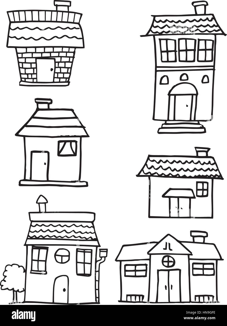 House set collection hand draw vector illustration Stock Vector Image ...