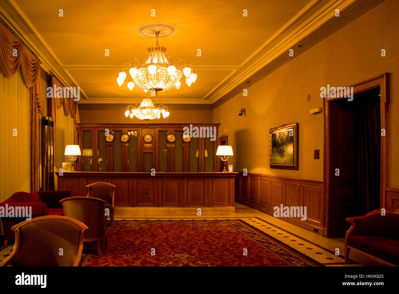 Reception desk of Hotel National in Moscow, Russia Stock Photo - Alamy