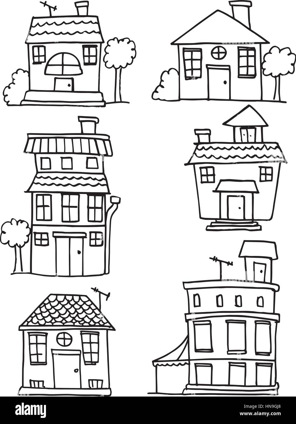 Doodle of house set collection hand draw Stock Vector Image & Art - Alamy