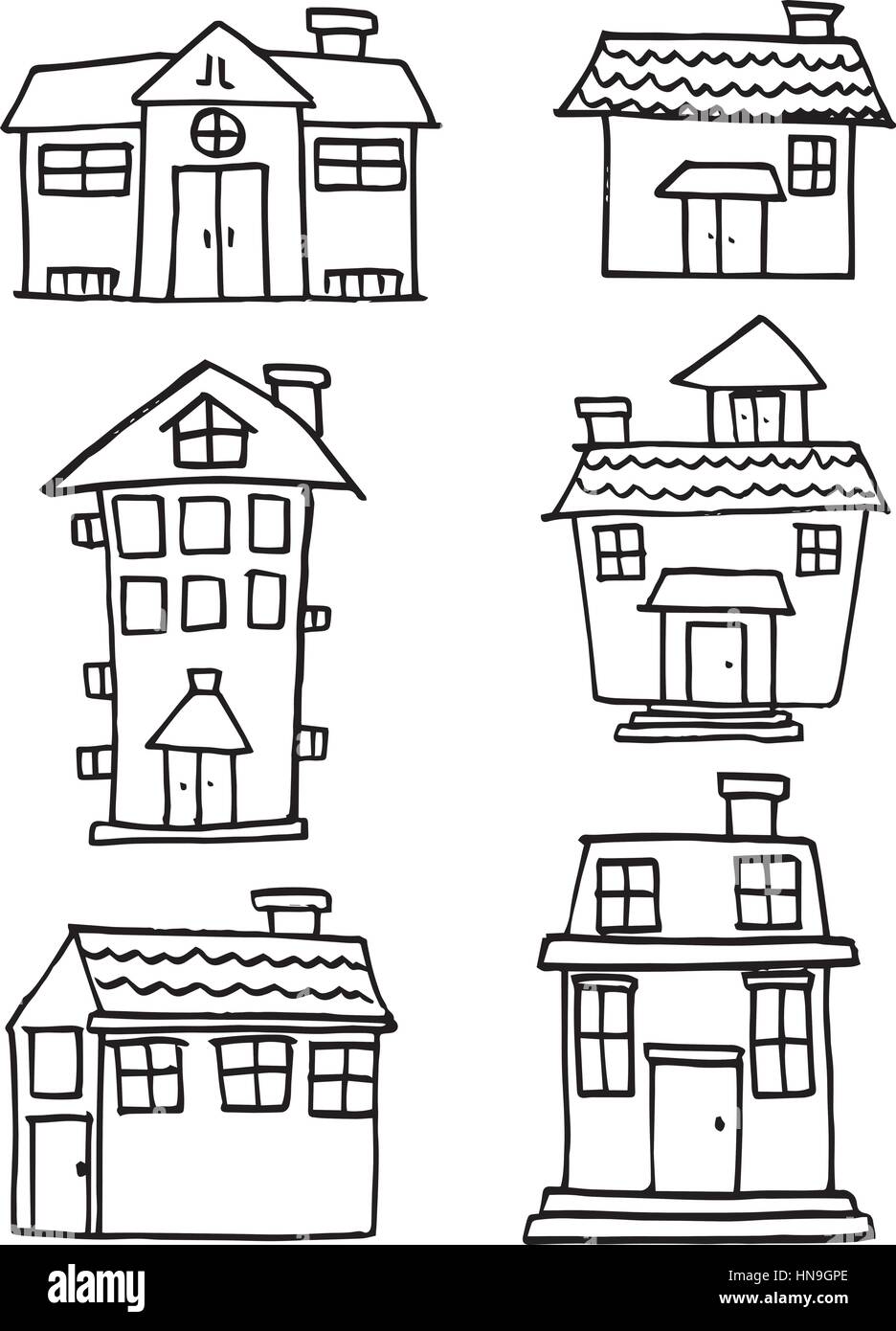 Doodle of house style set collection vector illustration Stock Vector ...