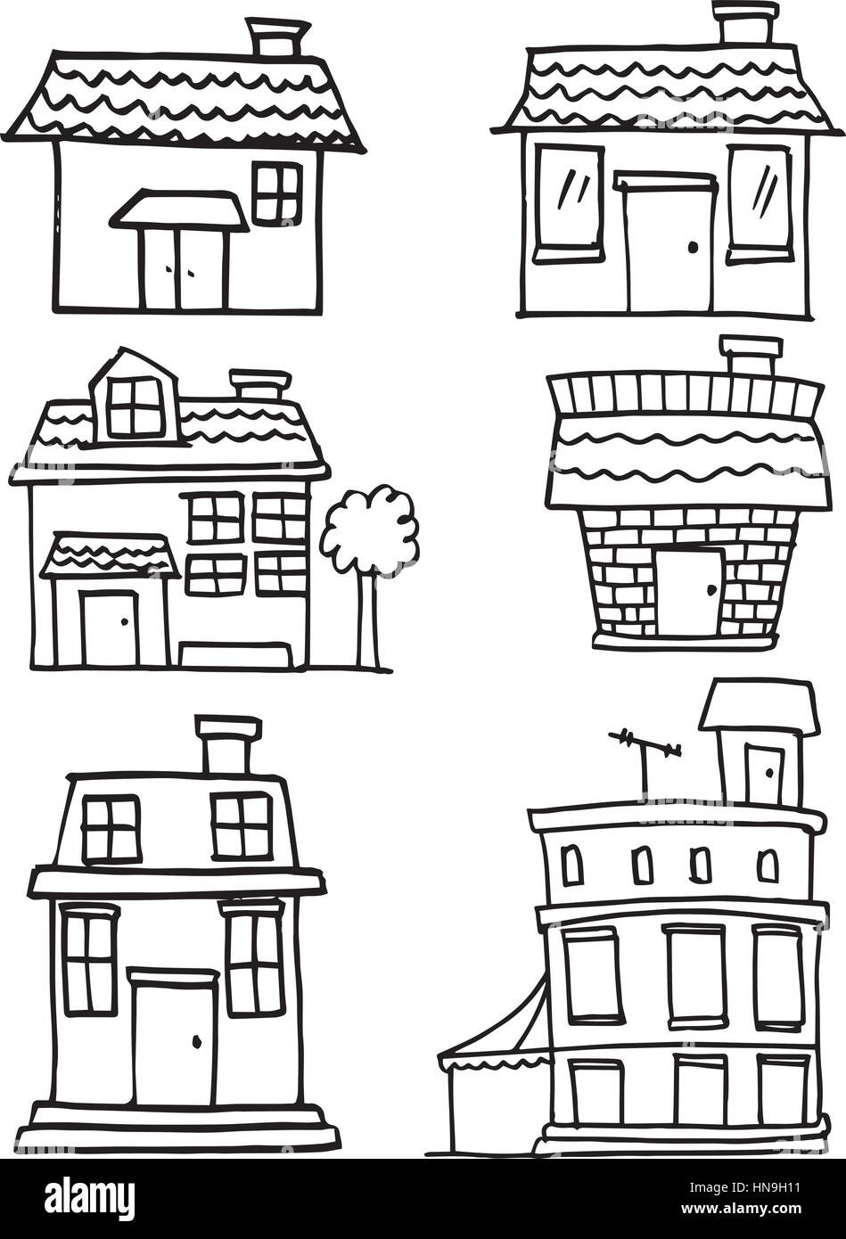 Illustration of house hand draw collection stock Stock Vector Image ...