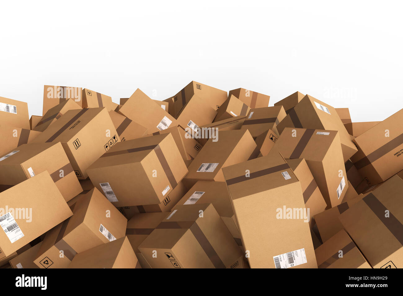Stack of closed cardboard boxes. 3D Rendering Stock Photo - Alamy