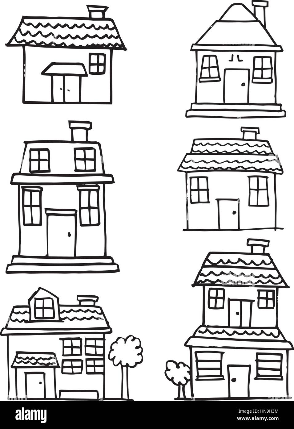 Set of building and house vector hand draw Stock Vector Image & Art - Alamy
