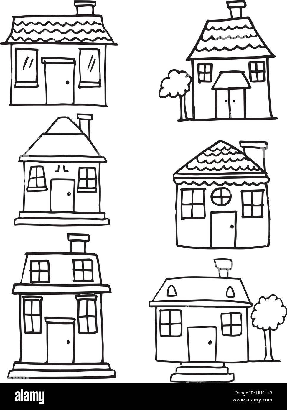 Hand draw of house various set vector illustration Stock Vector Image ...