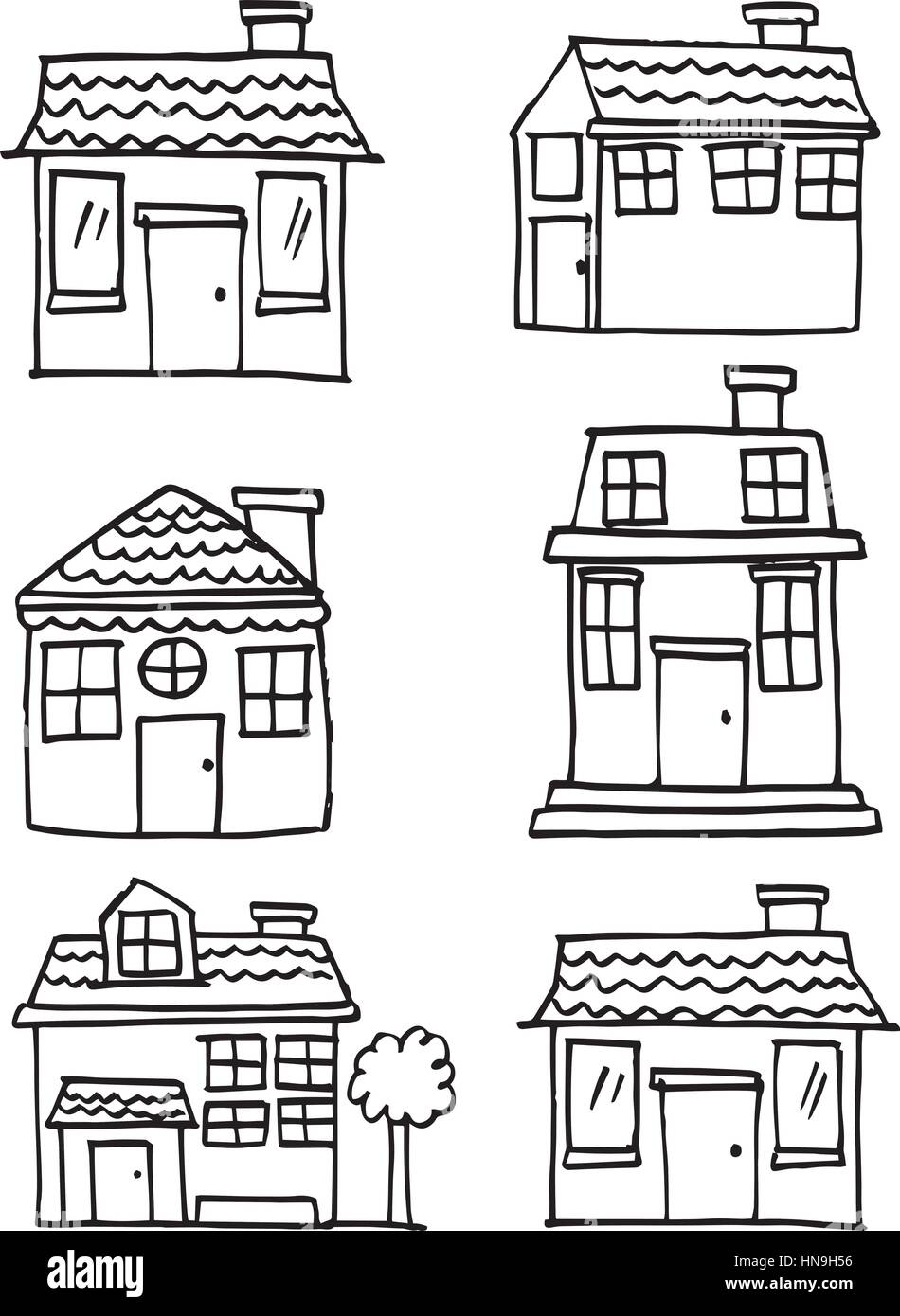Vector art of house set hand draw collection Stock Vector Image & Art ...