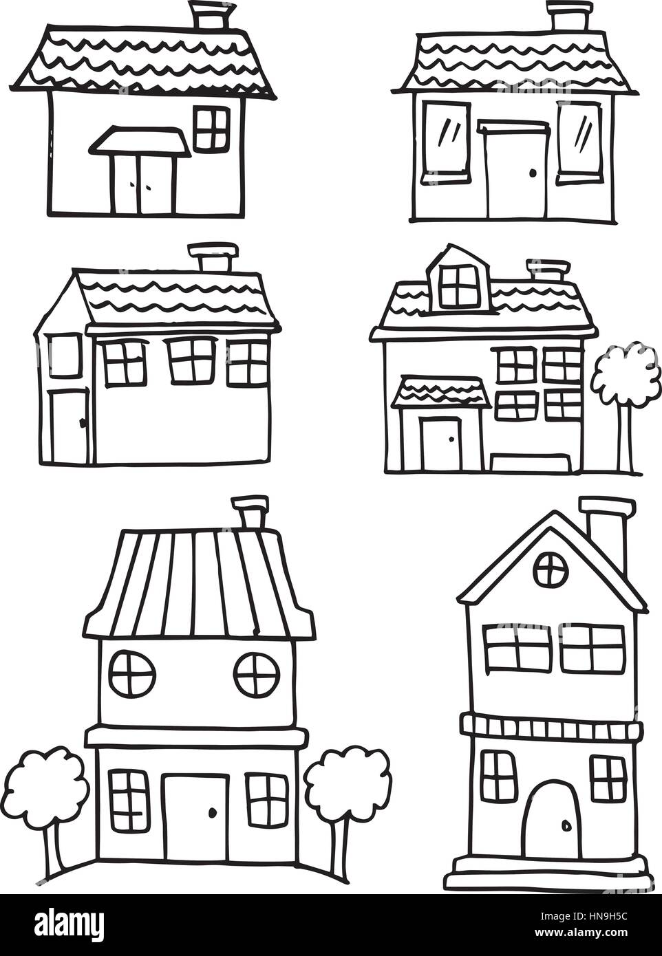House style set hand draw vector illustration Stock Vector Image & Art ...