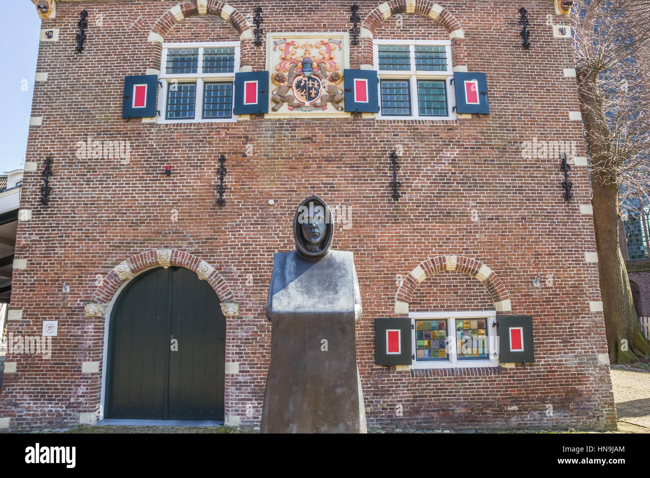 Statue in front of the weigh building in Workum, Netherlands Stock ...