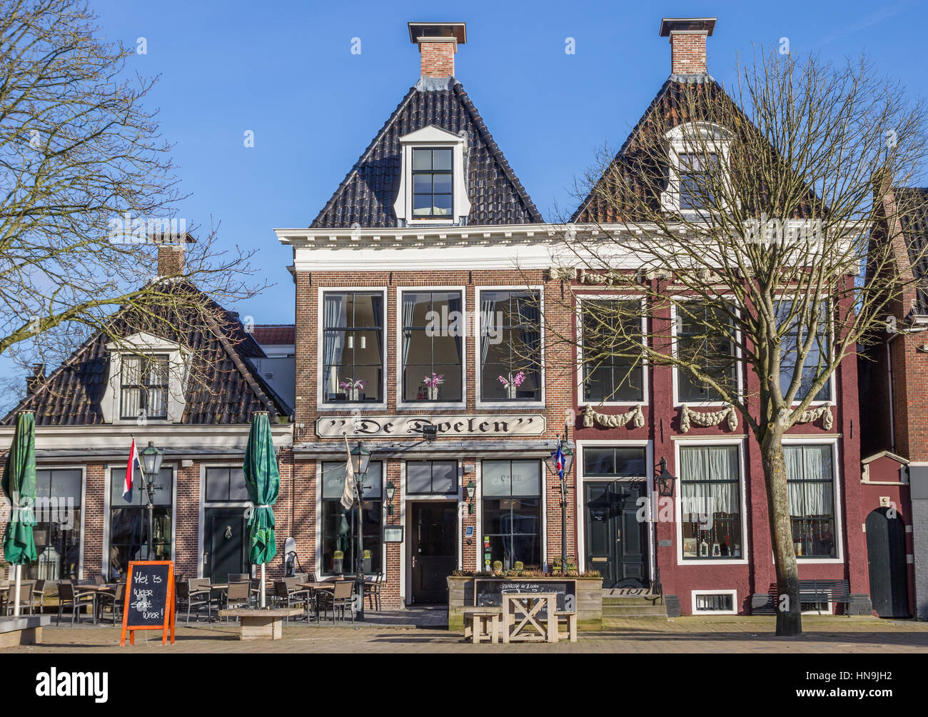 Old houses and restaurants in Franeker, Holland Stock Photo - Alamy