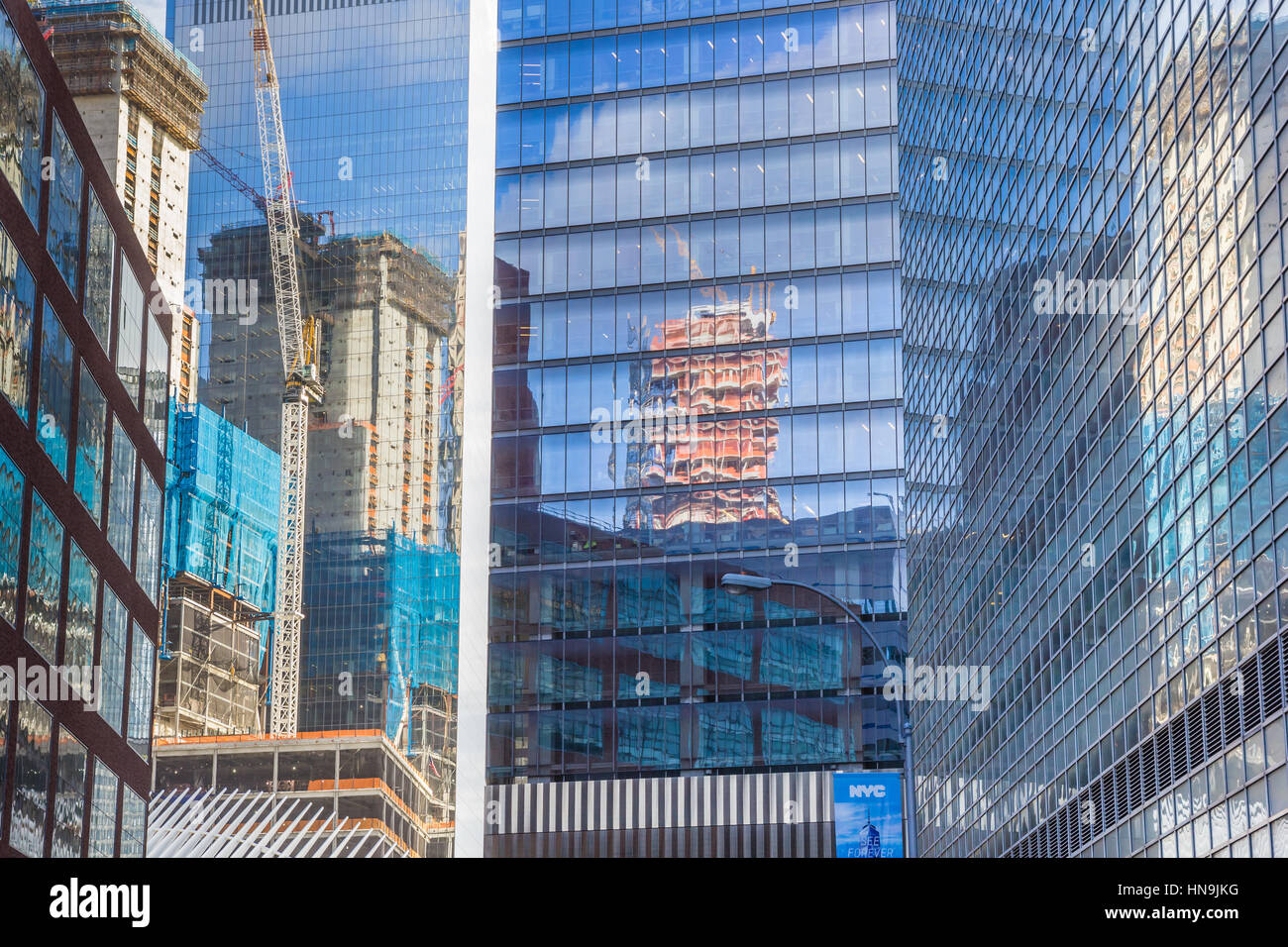 Office buildings with reflection in New York City, USA Stock Photo - Alamy