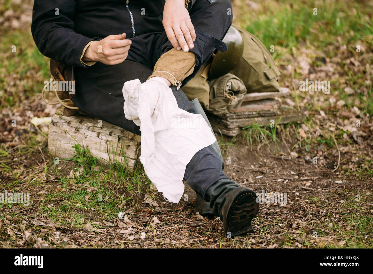 Re-enactor Dressed As Russian Soviet Crew Member Soldier Of World War ...
