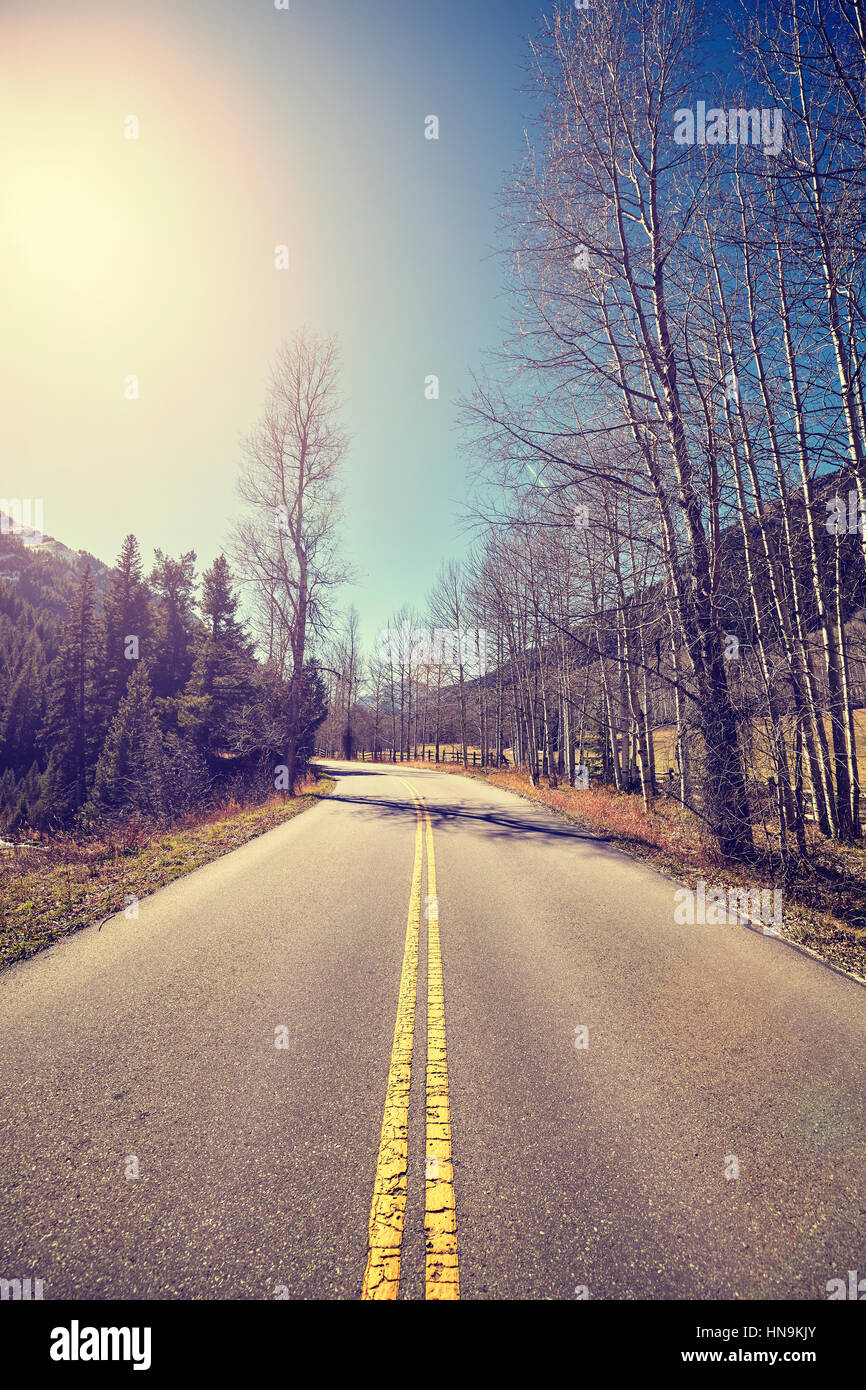 Sunset over countryside road, color toned picture Stock Photo - Alamy