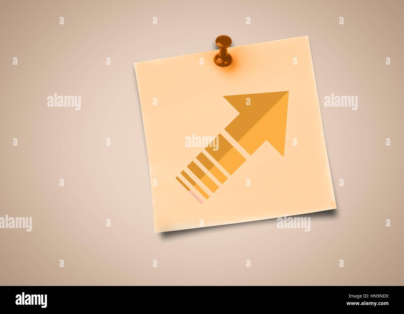 Digital composite of orange Sticky Note Arrow Icon Stock Photo - Alamy
