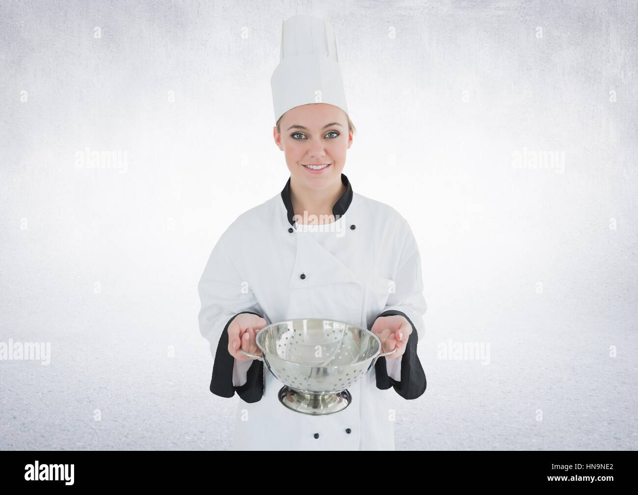 Digital composite of Chef with sieve against white background Stock ...