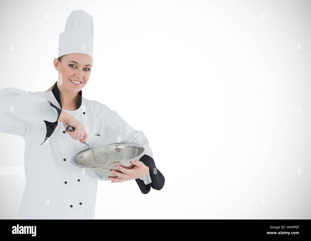 Digital composite of Chef with bowl against white background Stock ...