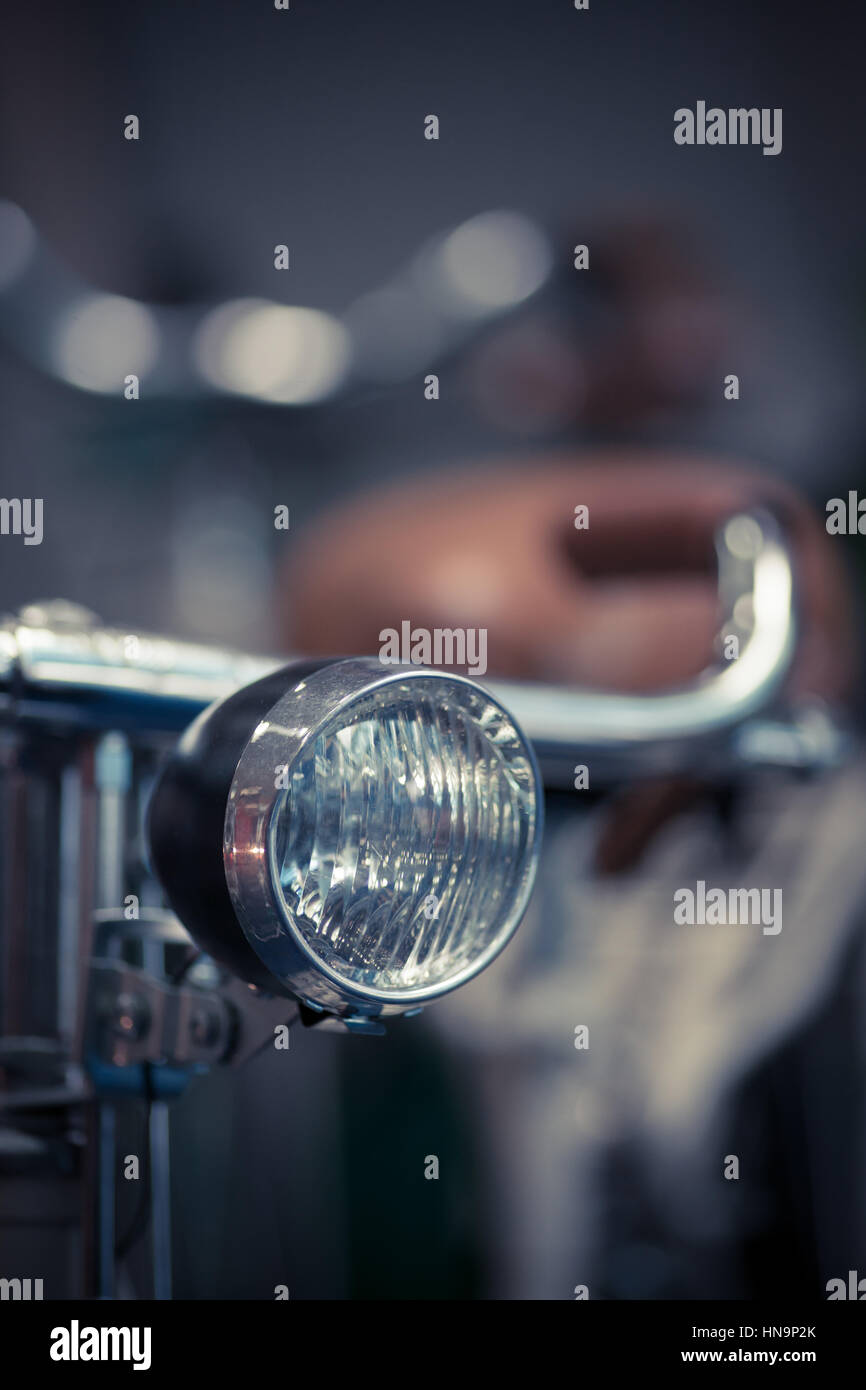 Color detail image of the headlight of a bicycle Stock Photo - Alamy