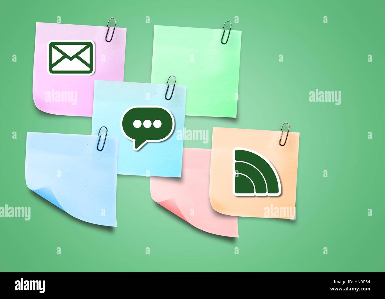 Digital composite of Sticky Note with Chat, Email, and Wifi icon ...