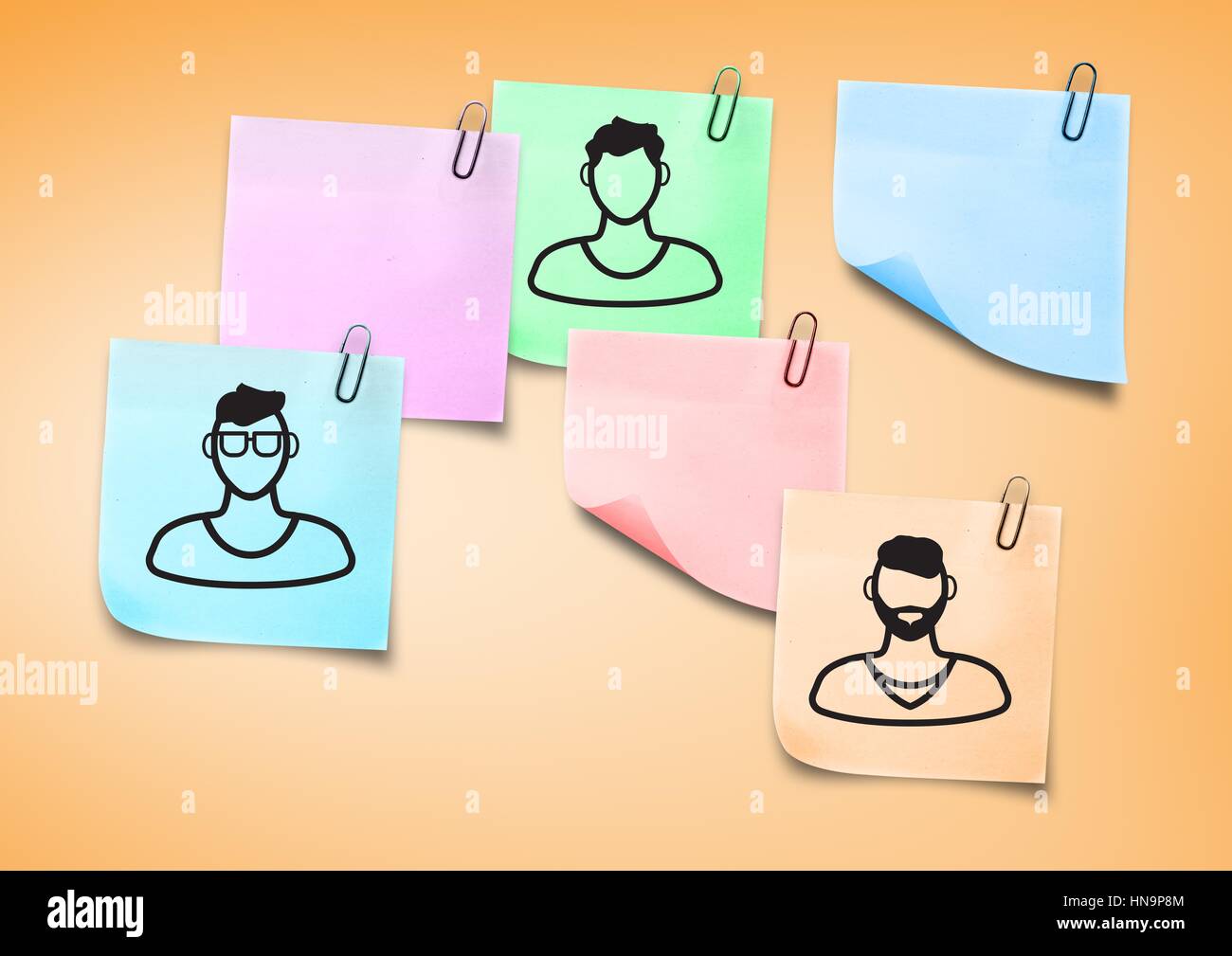 Digital composite of Sticky Note People men icons Stock Photo - Alamy