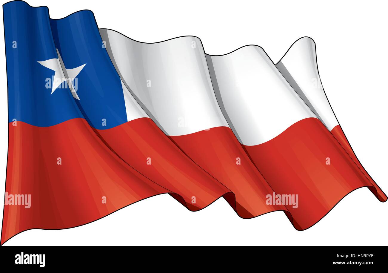 Vector Illustration of a Waving Chilean Flag. All elements neatly ...