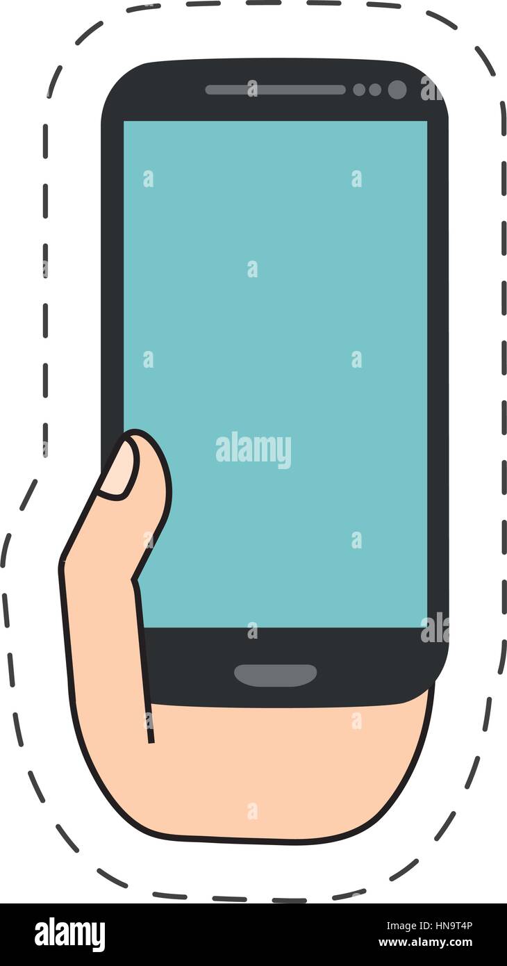 Hand holding phone cut out Stock Vector Images - Alamy