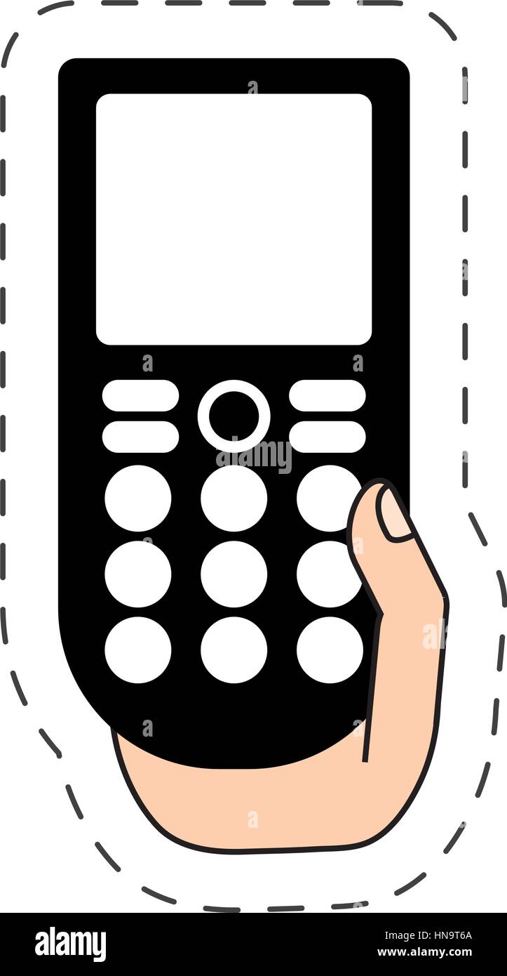 Hand holding phone cut out Stock Vector Images - Alamy