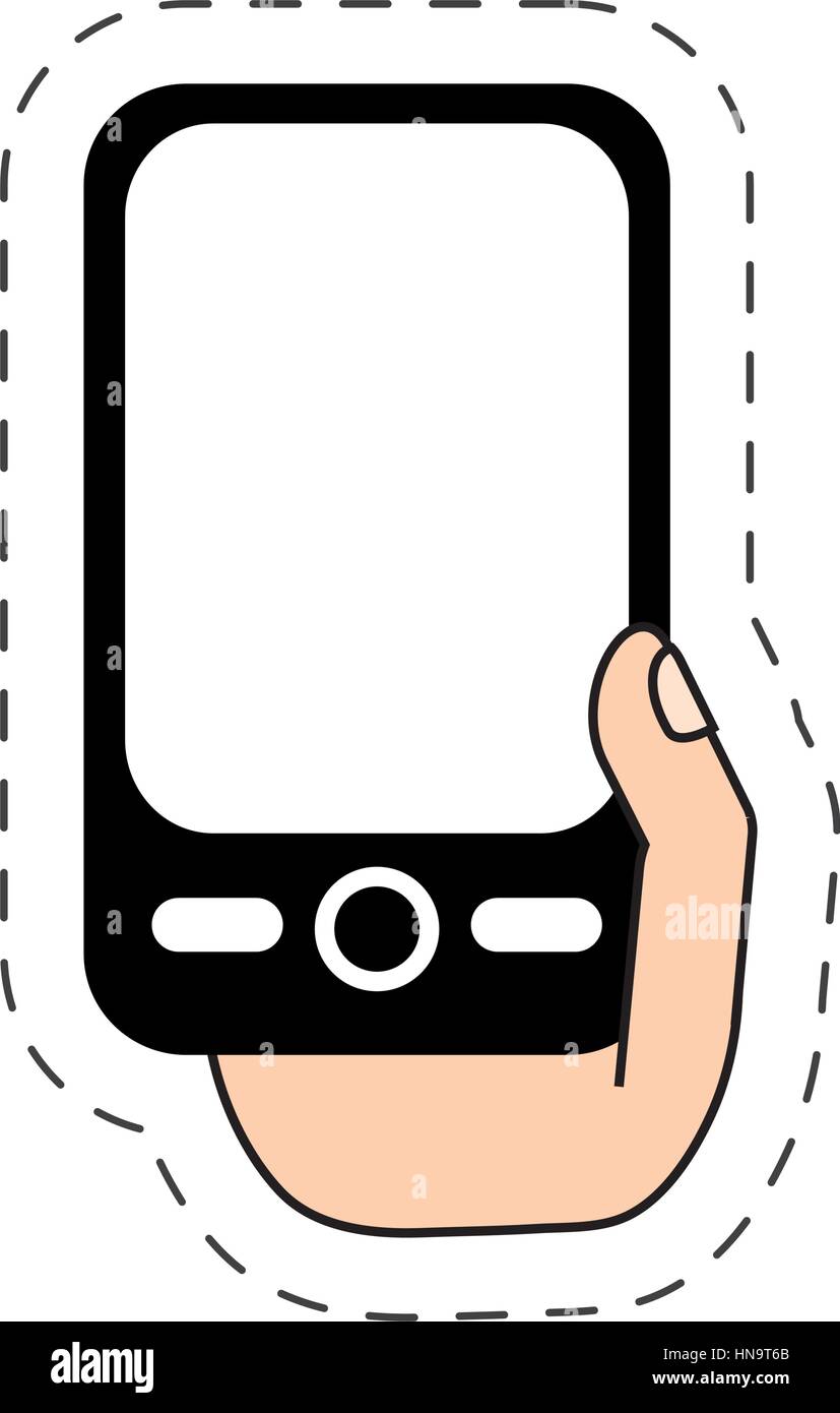 hand holding smartphone-cut line Stock Vector Image & Art - Alamy