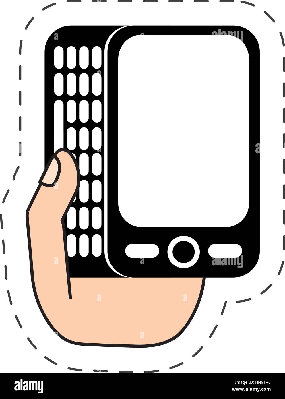 hand holding smartphone chatting -cut line Stock Vector Image & Art - Alamy