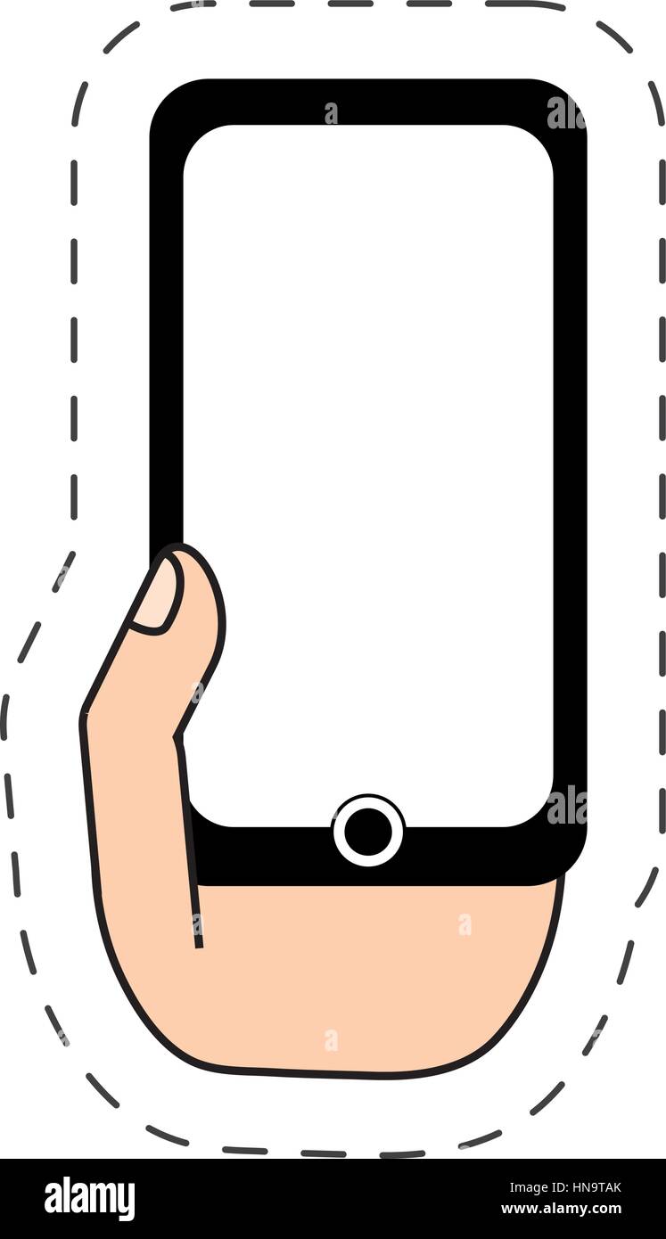 Hand holding phone cut out Stock Vector Images - Alamy
