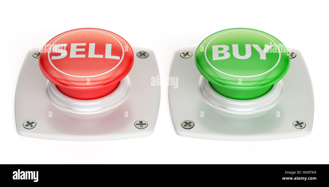 buy and sell push button, 3D rendering isolated on white background ...