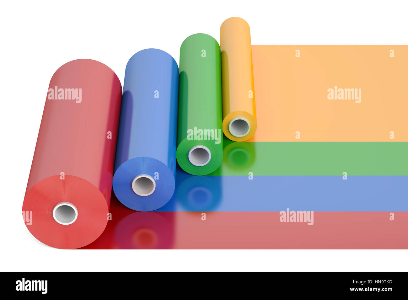 Color PVC Polythene Plastic Tape Rolls, 3D rendering isolated on white ...