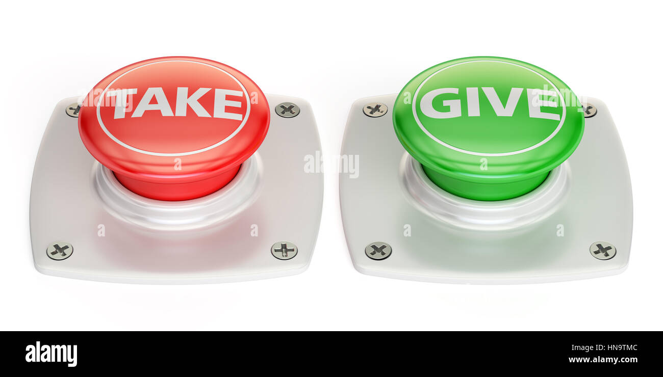 give and take push button, 3D rendering isolated on white background ...