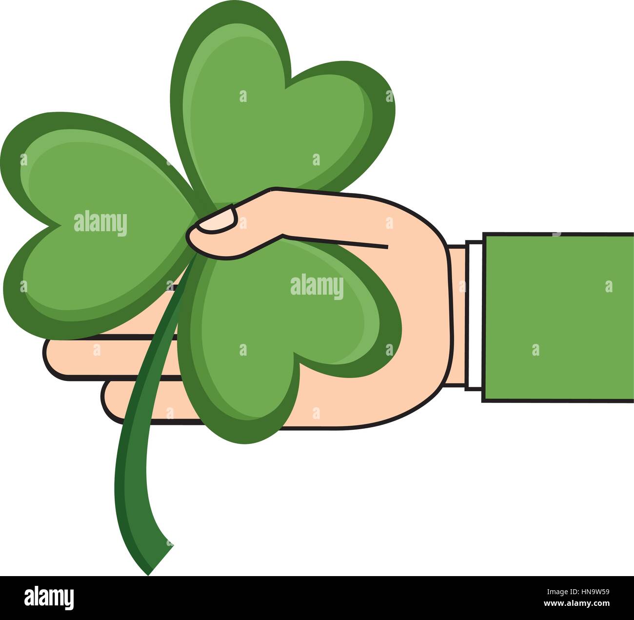 Hand holding four leaf clover Stock Vector Images - Alamy