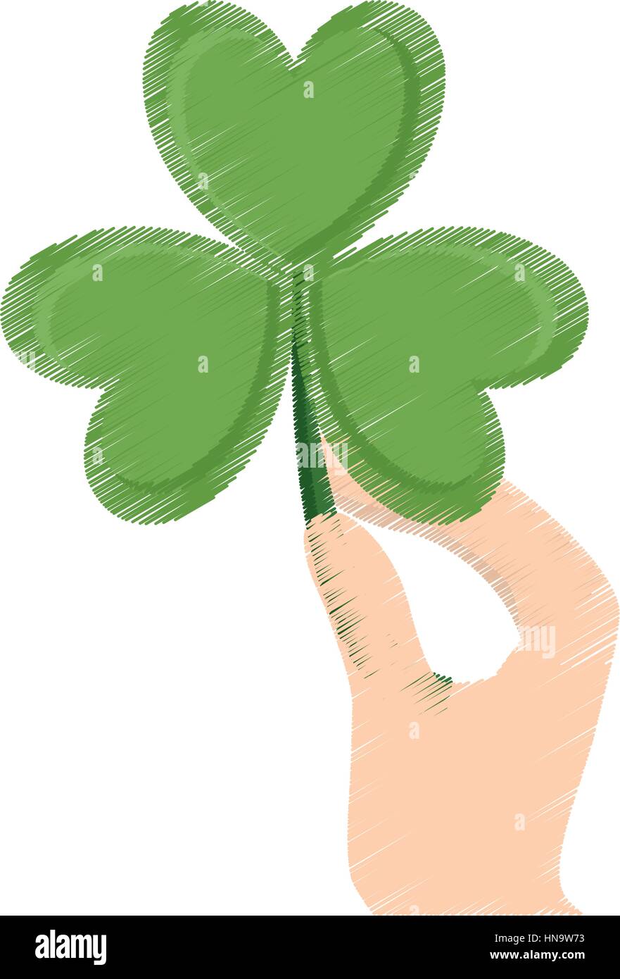 drawing hand holding saint patrick day clover Stock Vector Image & Art ...