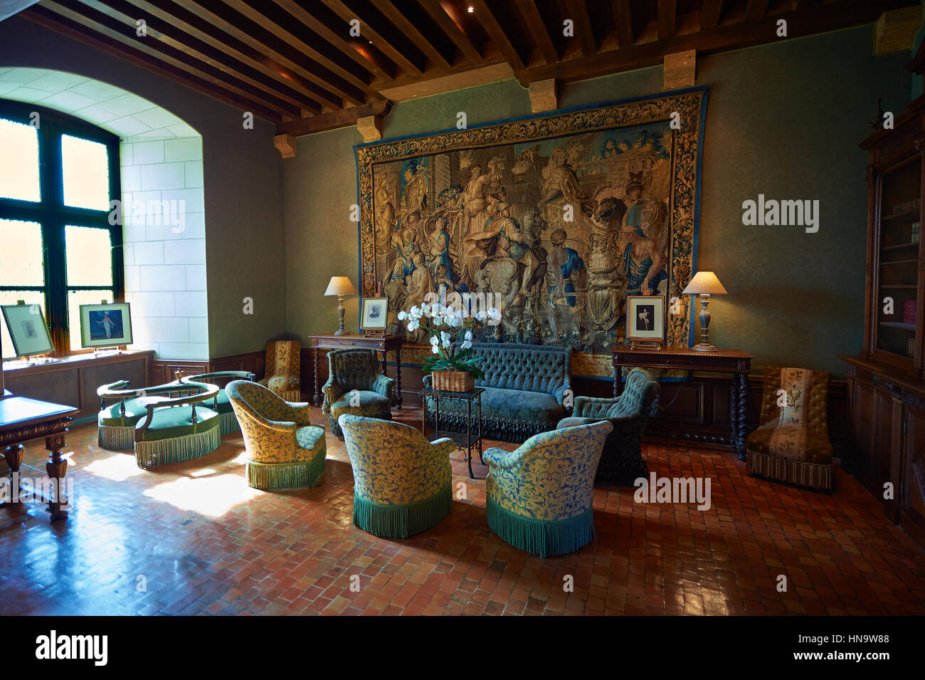 Drawing room 15th century castle Château de Chaumont. Chaumont-sur ...