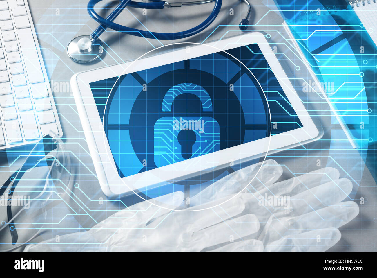 White tablet pc and access security concept on media screen Stock Photo ...