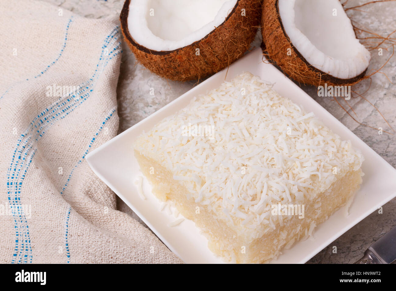 Brazilian traditional dessert: sweet couscous (tapioca) pudding (cuscuz ...