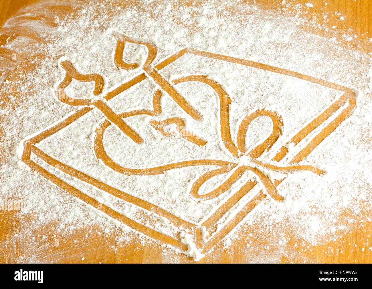 Close up of words written in flour Stock Photo - Alamy