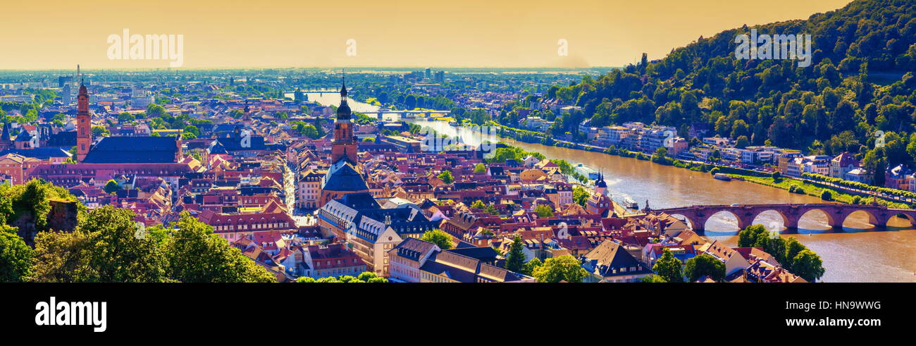 Heidelberg city and Neckar river panorama, Germany Stock Photo - Alamy