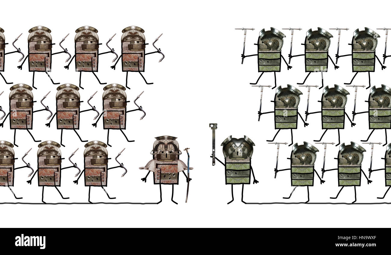 Cartoon collage - Soldiers and battle Stock Photo - Alamy