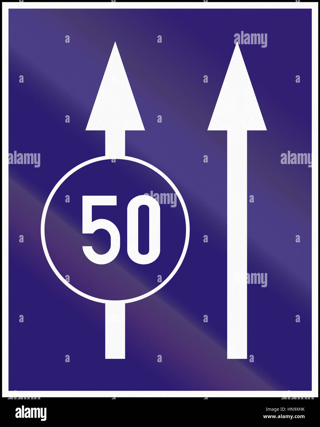 Informatory Hungarian road sign - Two lanes with minimum speed Stock ...