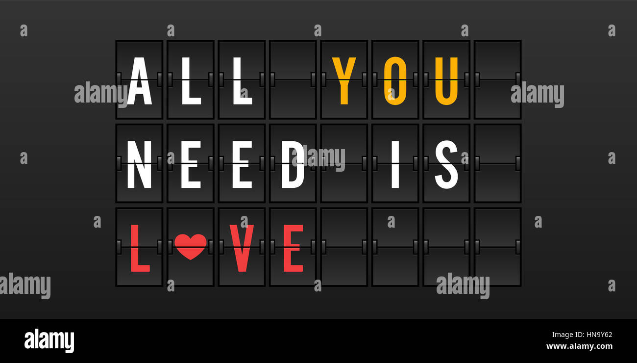 All You Need is Love Vector Illustration in Airport Flip Board Stock ...