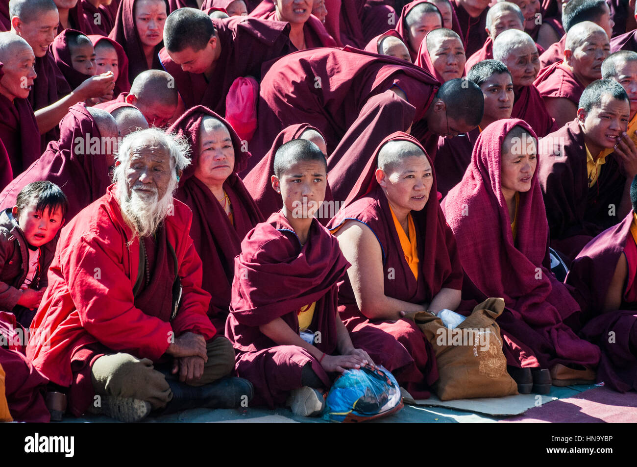 A rapt audience of monks and lay worshippers for the 17th Karmapa Lama ...