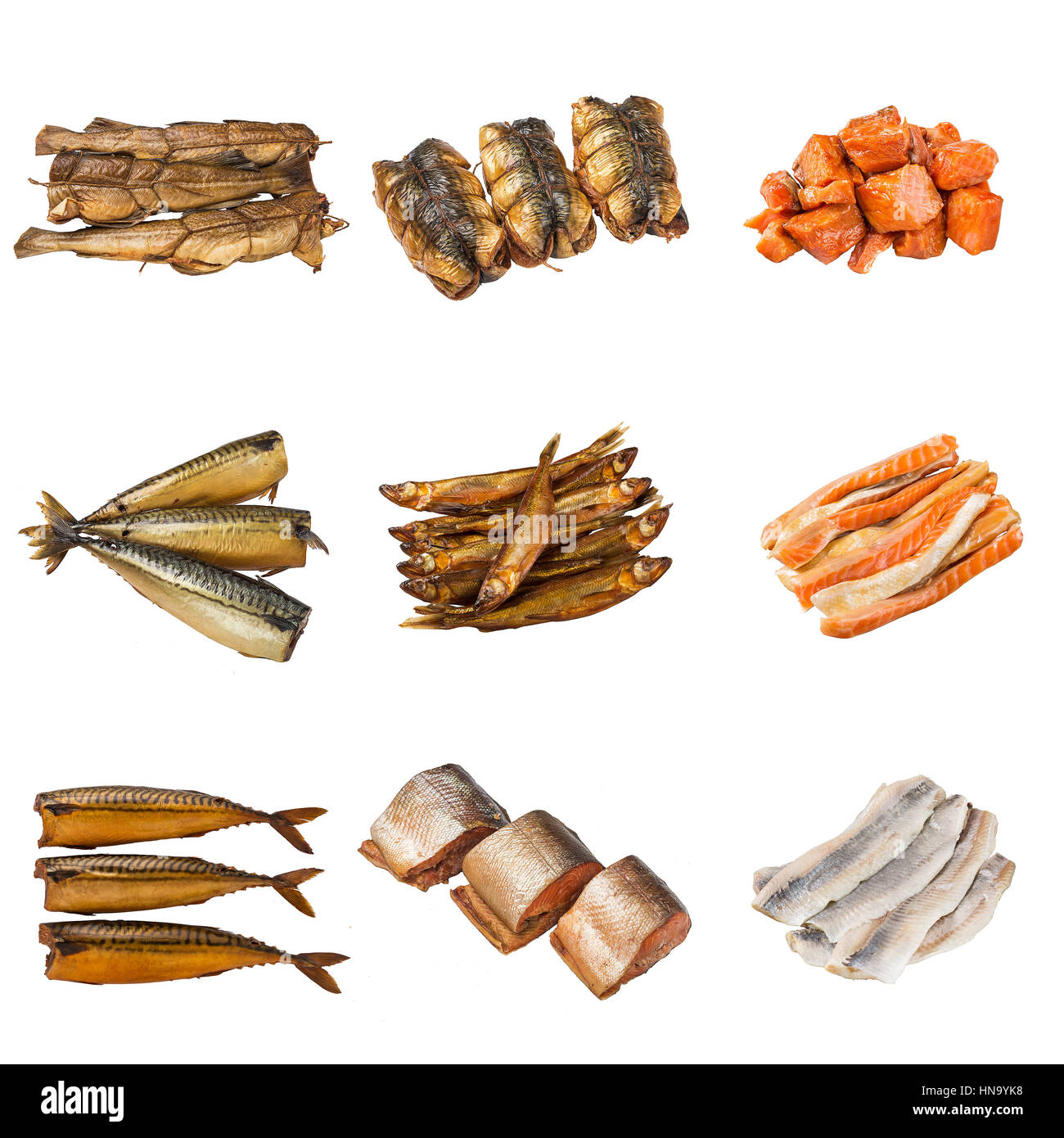 set of a different preserved fish. isolated on white backgound Stock ...