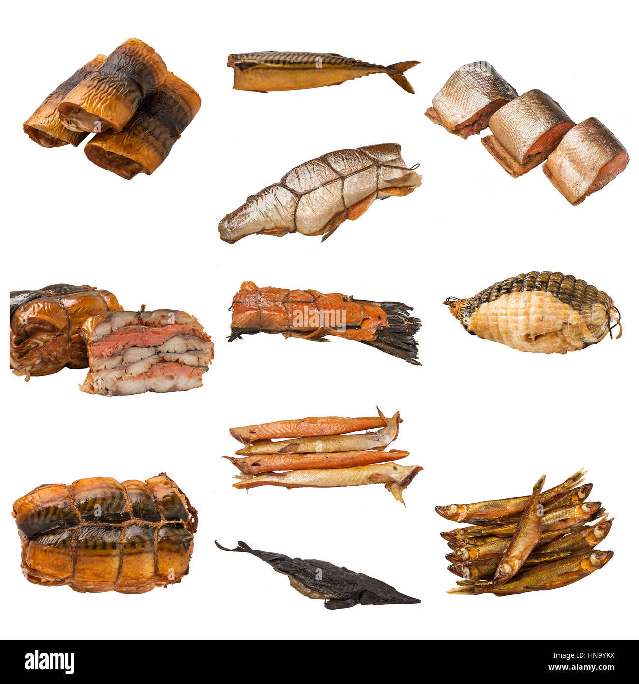 set of a different preserved fish. isolated on white backgound Stock ...