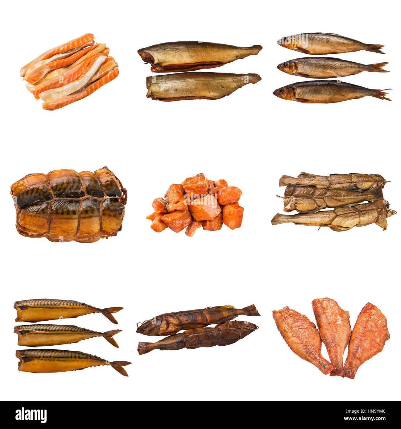 set of a different preserved fish. isolated on white backgound Stock ...