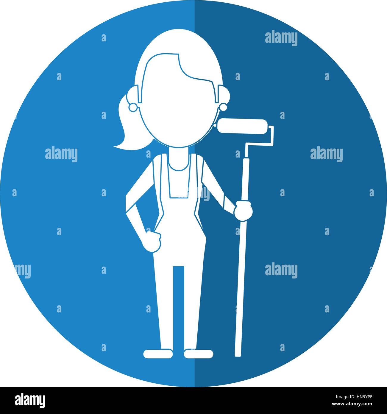 Female painter holding roller Stock Vector Images - Alamy