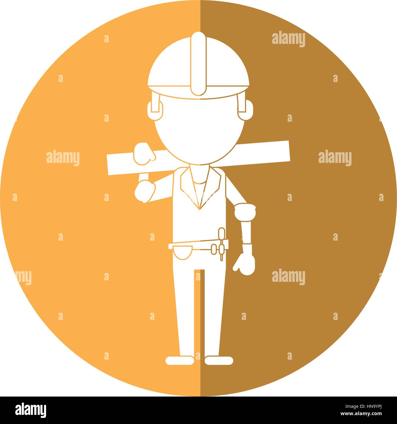 man construction wooden board and tool belt shadow Stock Vector Image ...